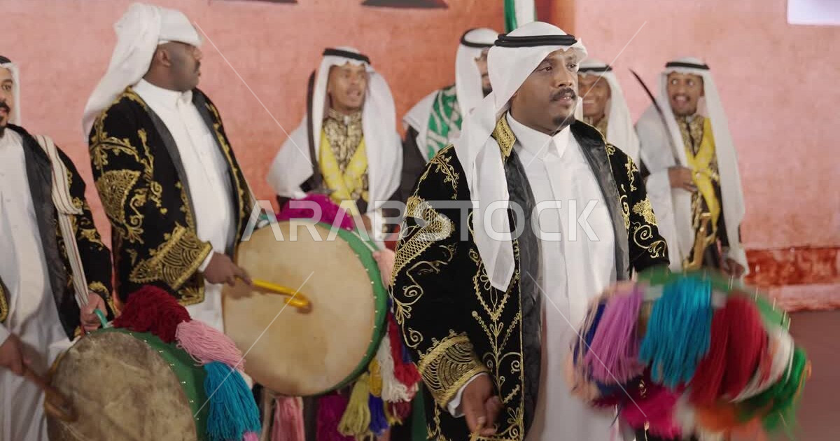 Hymns and folk dance with swords on national occasions, the Hijaz Arda ...