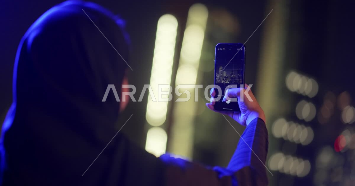 Enjoying going out at night in the open air, close-up background ...