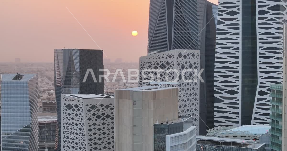 Close-up of the King Abdullah Financial District (KAFD) at sunrise, the ...
