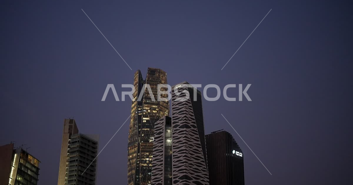 Towers and skyscrapers in Riyadh, Saudi Arabia, Drone photography of ...