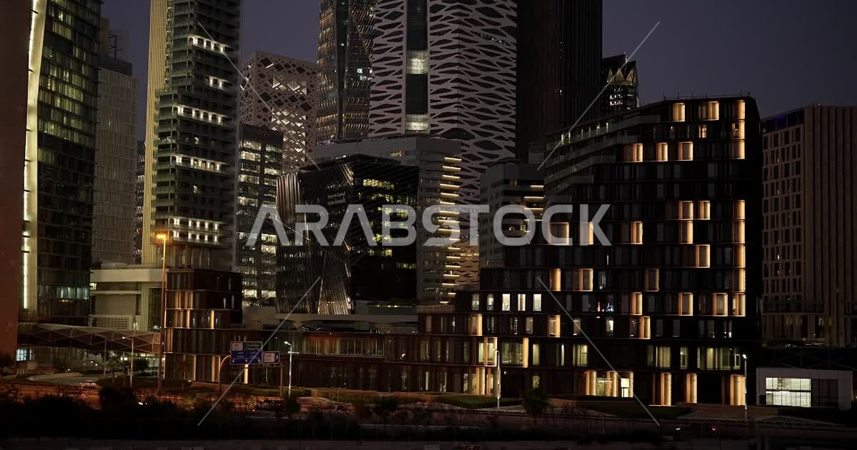 Towers and skyscrapers in Riyadh, Saudi Arabia, Drone photography of ...