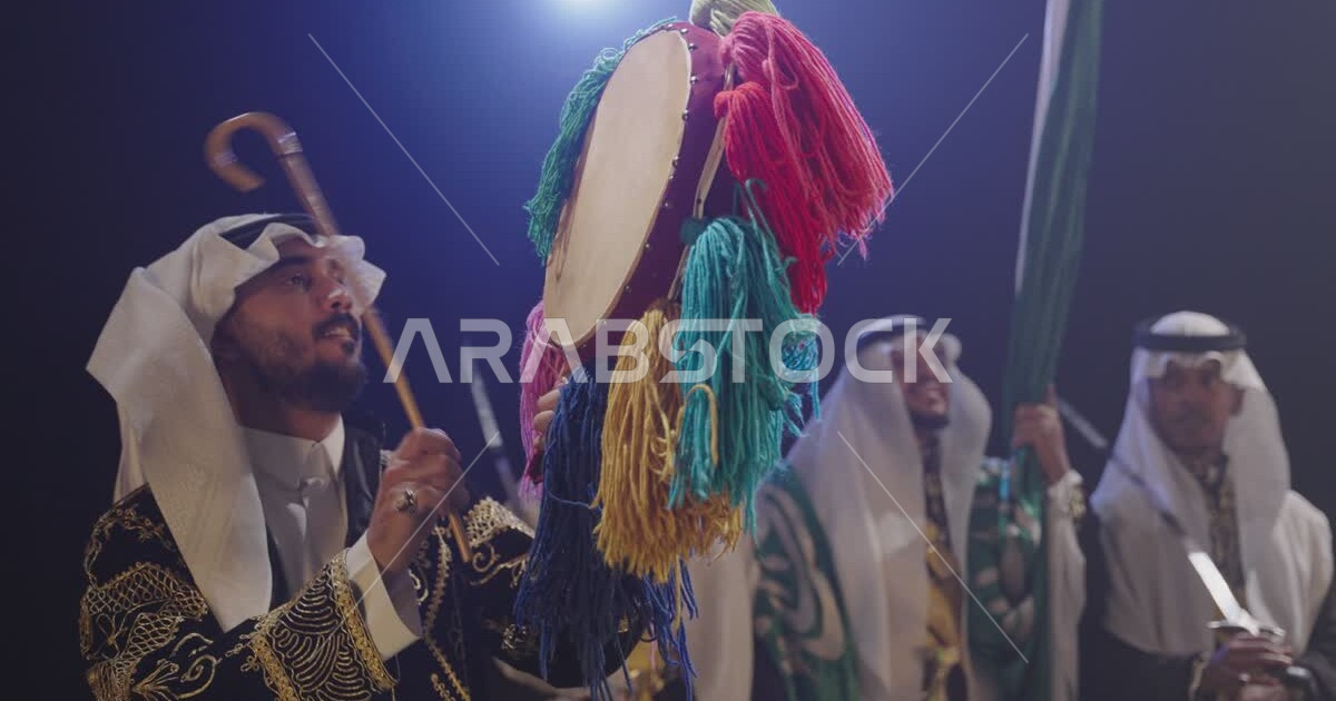 Traditional folklore performances on national occasions, close-up of ...
