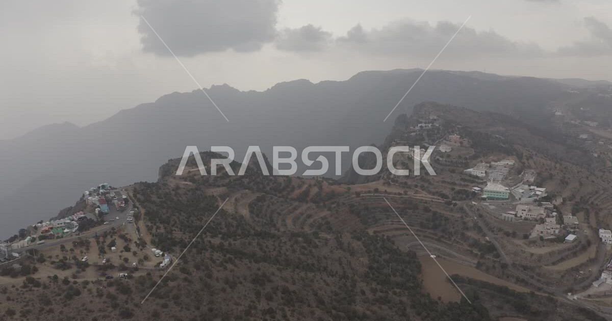 Roads and streets in the mountainous areas of the city of Asir, drone ...
