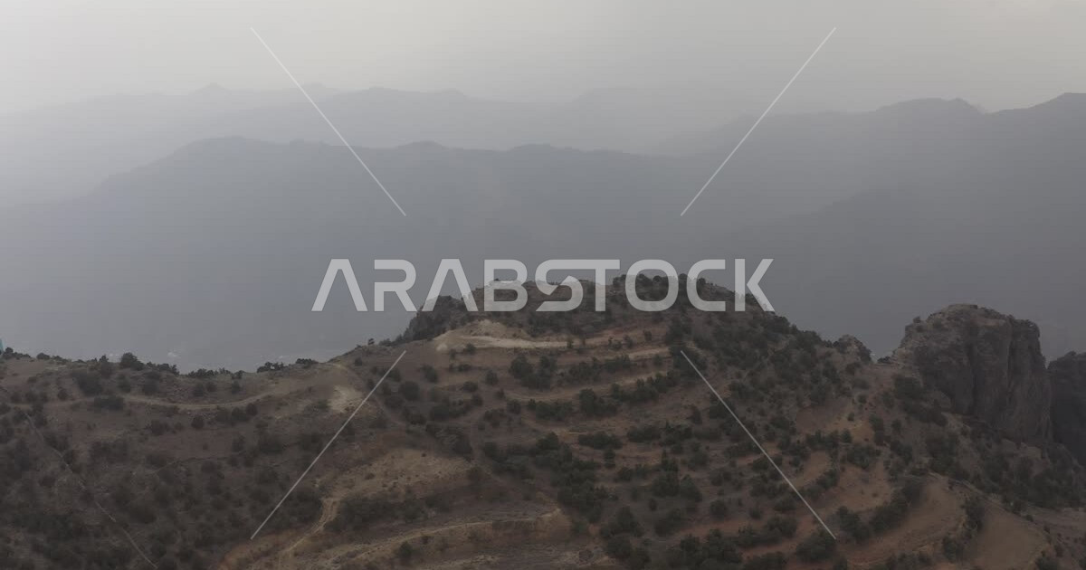 Abha Mountains in the city of Asir, drone photography of natural ...