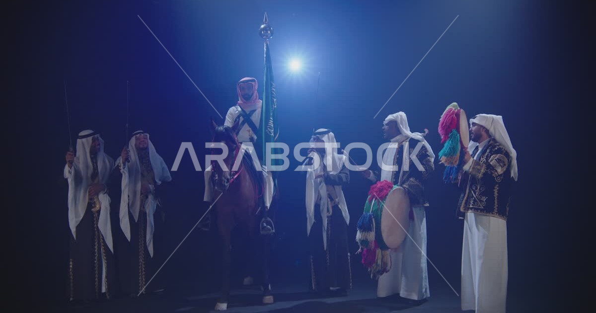 Singing and celebrations with horses on the anniversary of Saudi ...