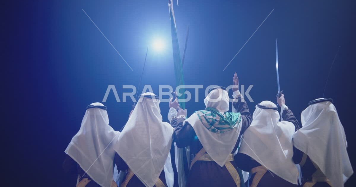Folklore arts and performances on the Saudi National Day, folk dances ...