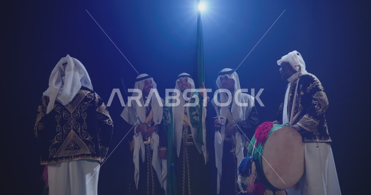 Al-Ardha Al-Najdi, folk dances on National Day, drumming and beating of ...
