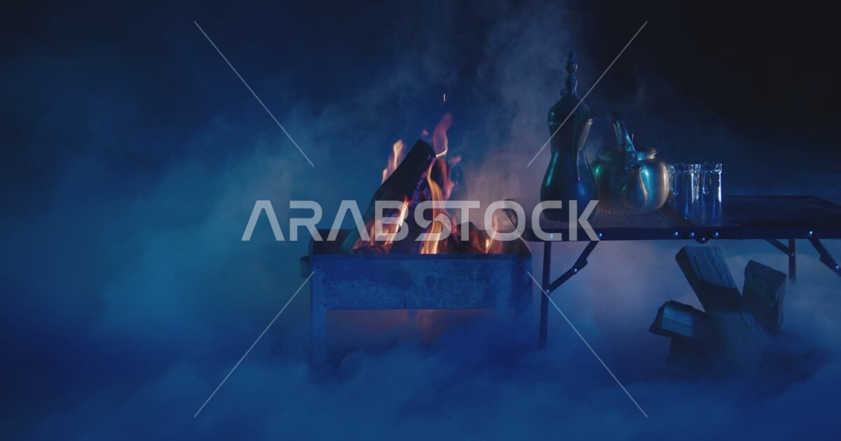 Traditional Saudi heritage sessions, close-up photography of a coffee ...