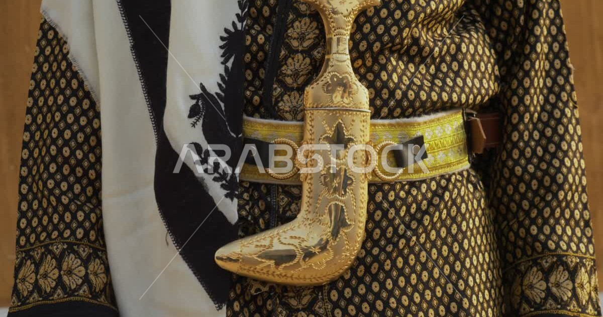 The concept of boldness and courage, a close-up depiction of a Saudi ...
