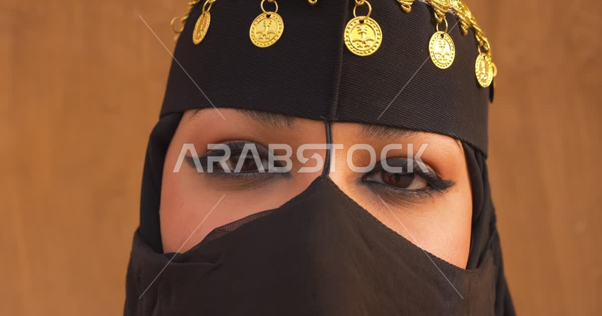 Arab Bedouin beauty of Saudi women, commemoration of the Saudi Founding ...