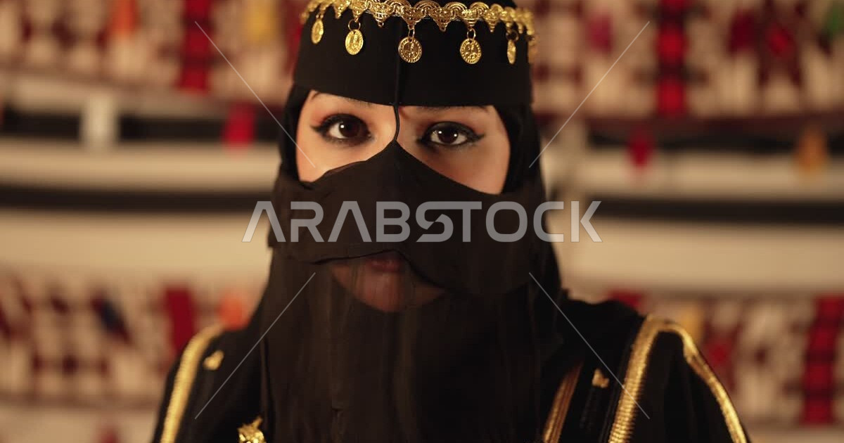 Gestures of femininity and beauty, highlighting the black kohl-lined ...