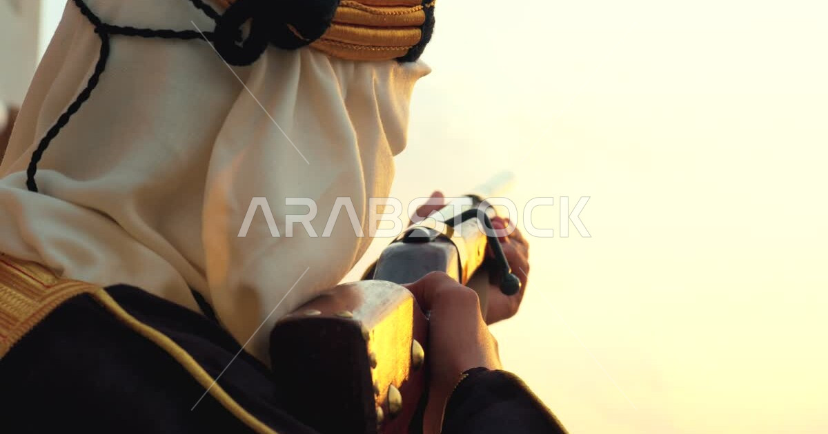Professional hunting with a rifle in Saudi history, practicing the ...