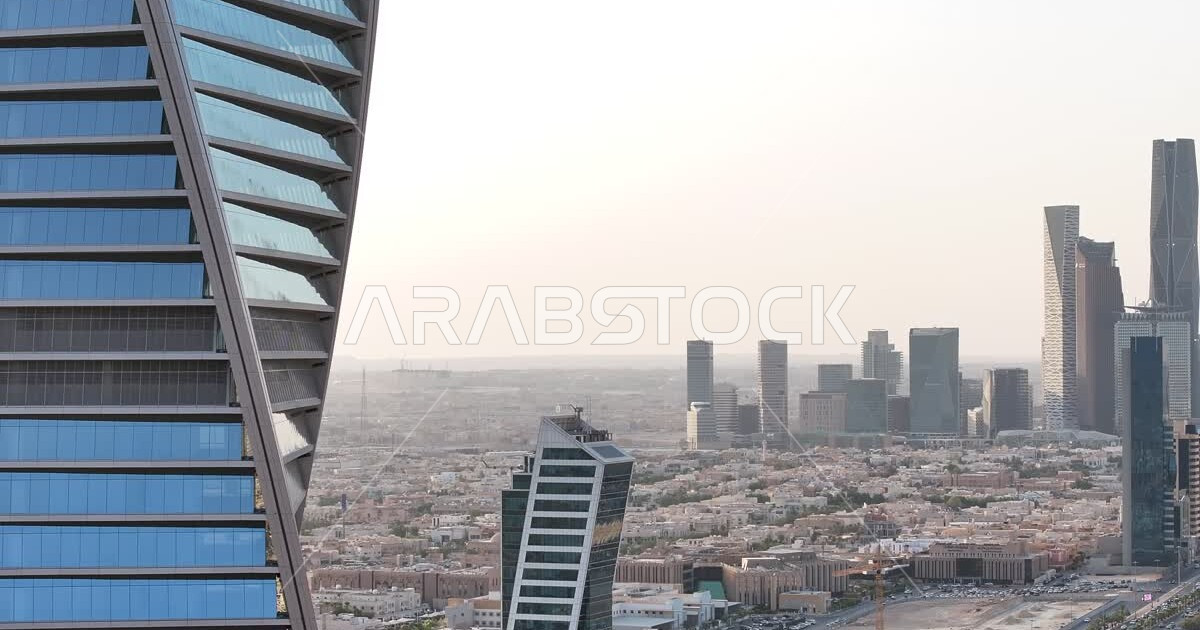 The braided tower in the city of Riyadh, drone photography of towers ...
