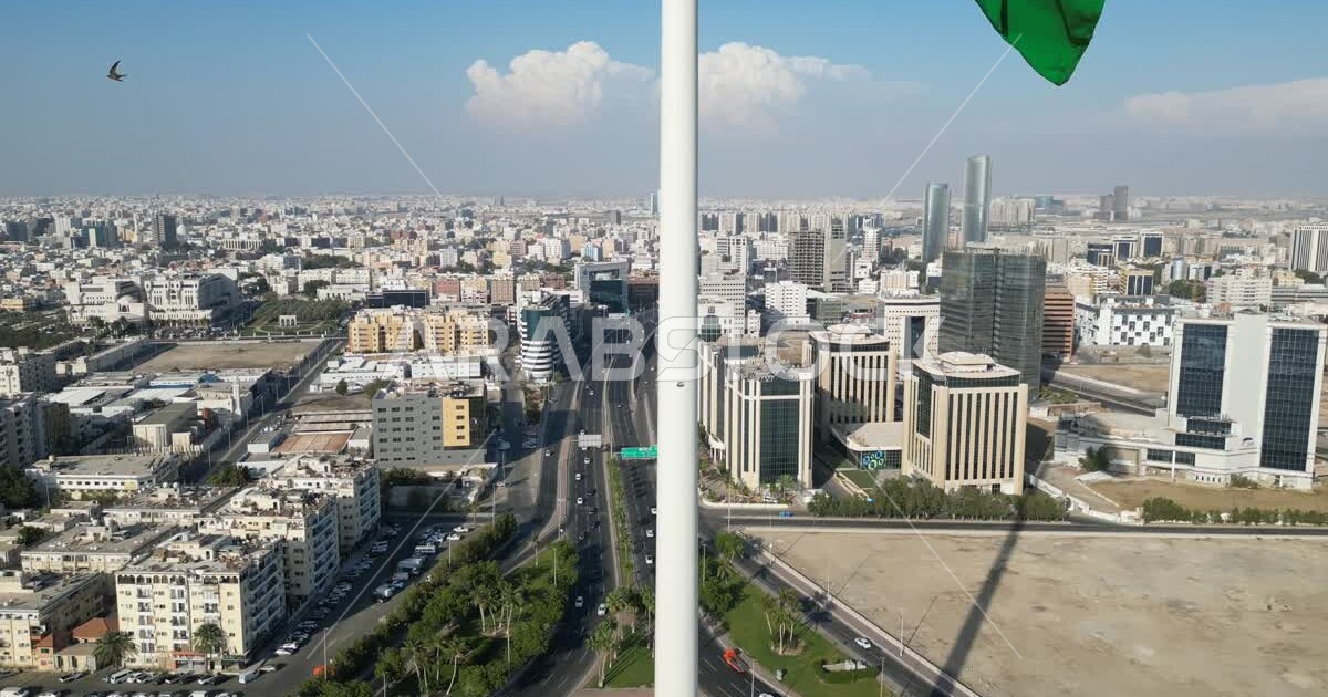 Famous Jeddah landmarks, close-up photography of the tallest flagpole ...