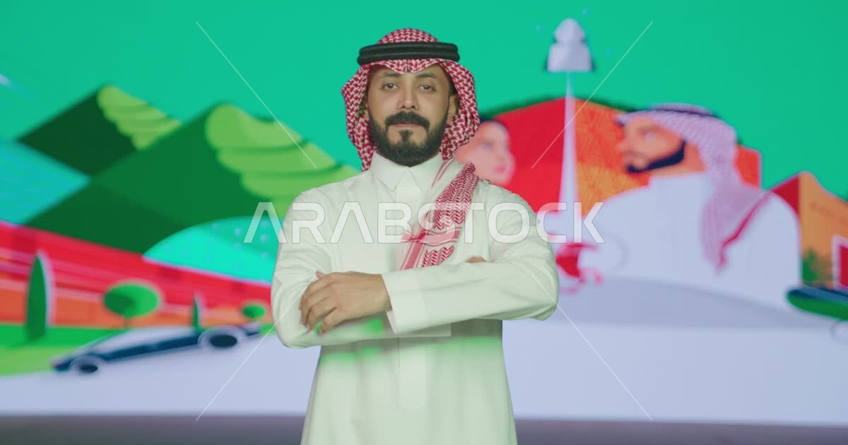 Pride in belonging to the Saudi Arab homeland, a Saudi Arabian Gulf man ...