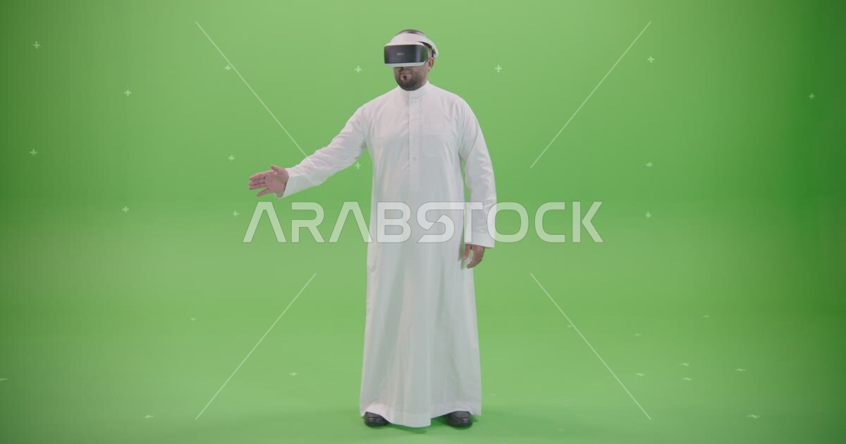 Enjoying watching something with 3D VR glasses, a Saudi Arabian Gulf ...