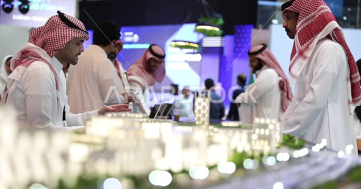 Riyadh Exhibition Center in the town of Mulham in Saudi Arabia, a group ...