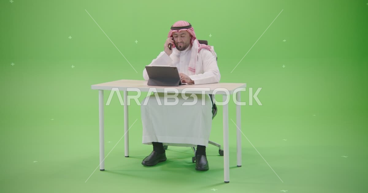 Saudi office professions and jobs, slow motion photography from left to ...