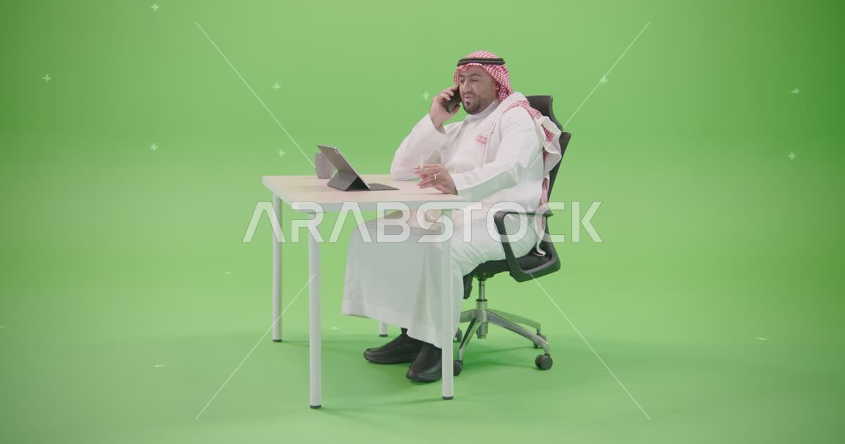 Saudi office jobs and professions, slow motion photography from right ...