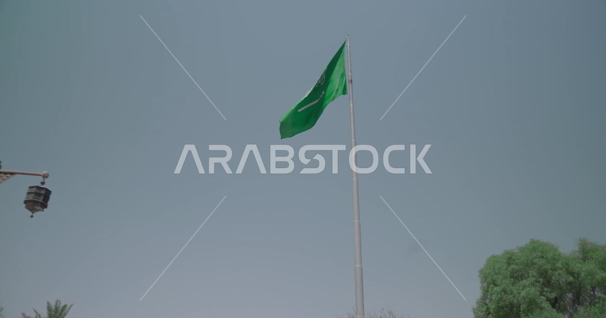 The tallest flagpole in Diriyah in Riyadh, Saudi Arabia, King Salman ...