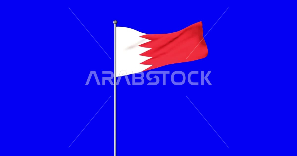 The Qatari flag flying high, close-up depiction of the flag of the ...