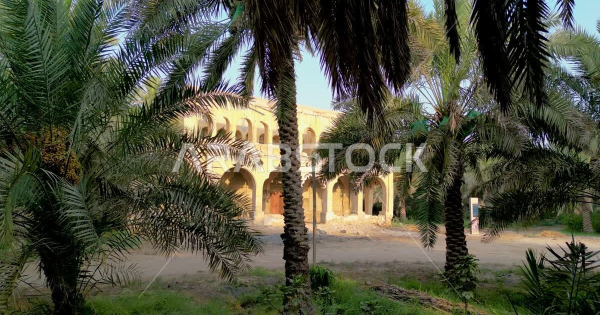 Mardiya Palace in the middle of palm plantations in the town of Al ...