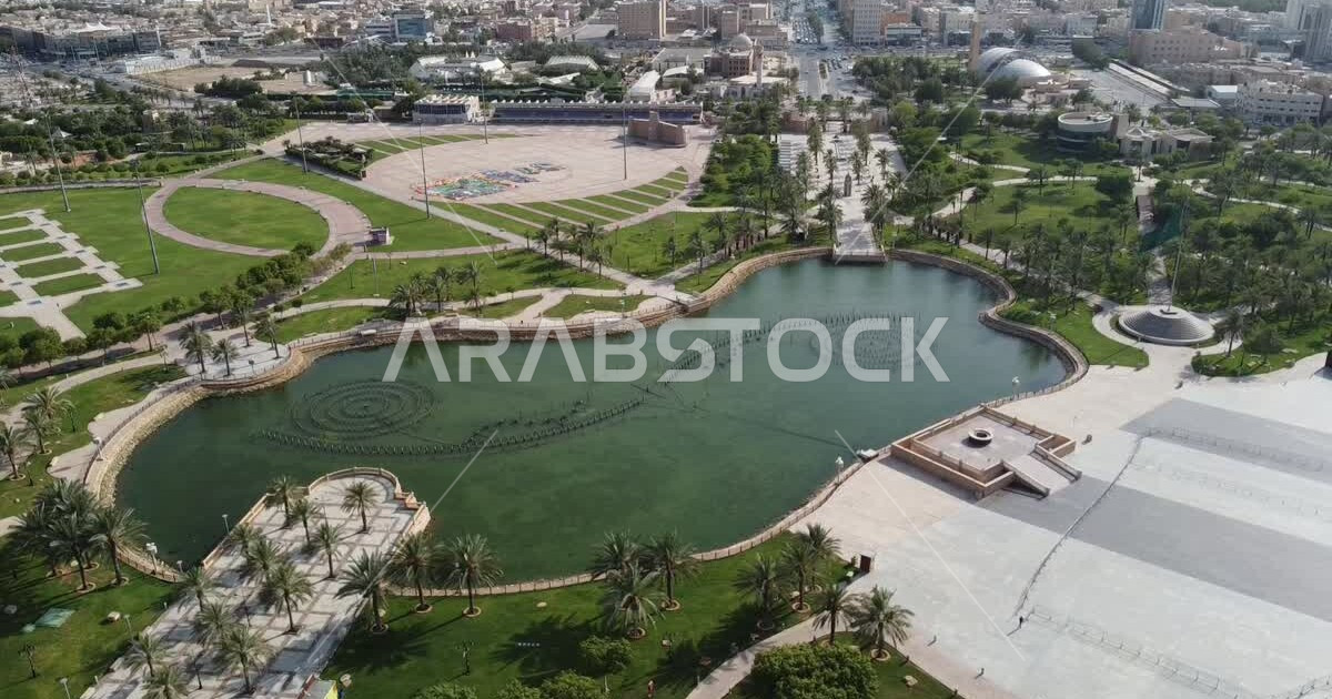 Aerial drone photography of King Abdullah Park in the Al Malaz ...