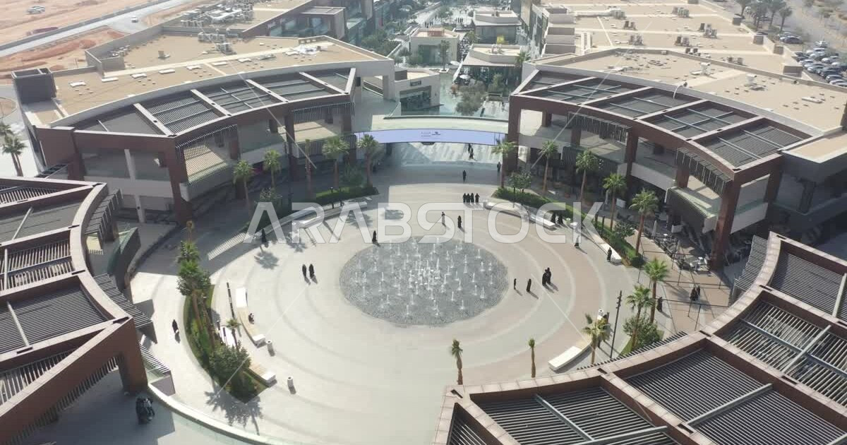 Aerial drone photography of the Riyadh commercial facade on the airport ...