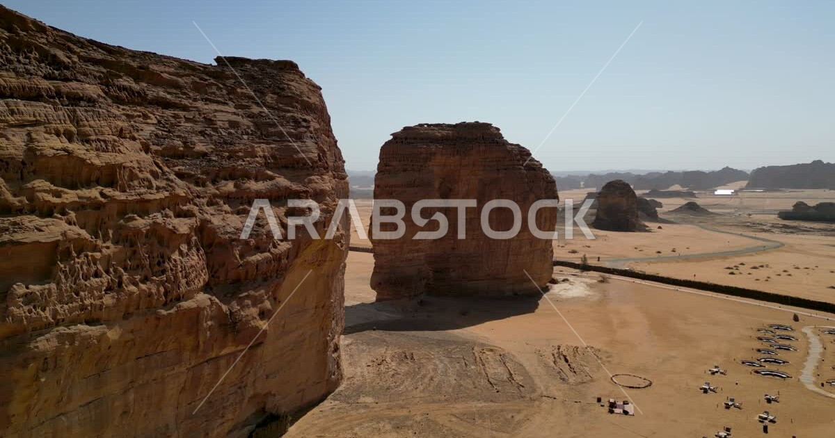 Huge rock and geological formations in the Kingdom, drone photography ...