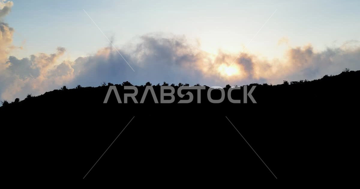 Tourist attractions in Saudi Arabia, silhouette drone photography of ...