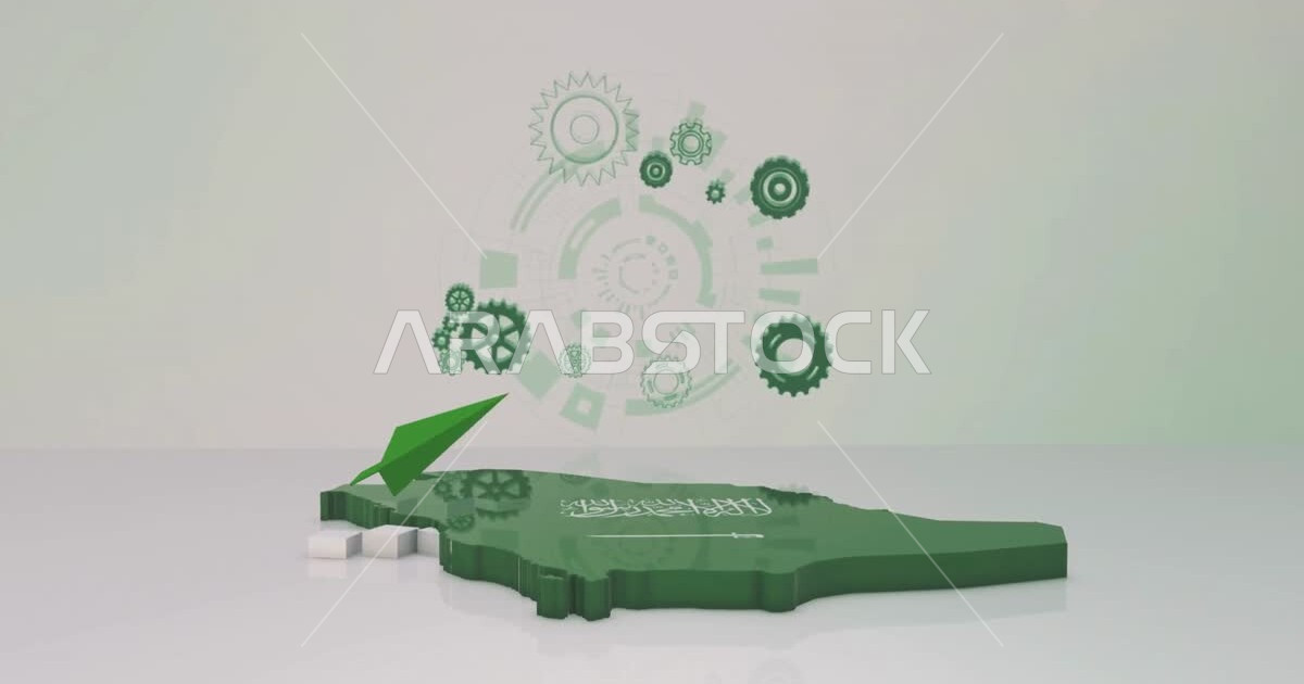Stock market chart on a map of the Kingdom of Saudi Arabia, data ...