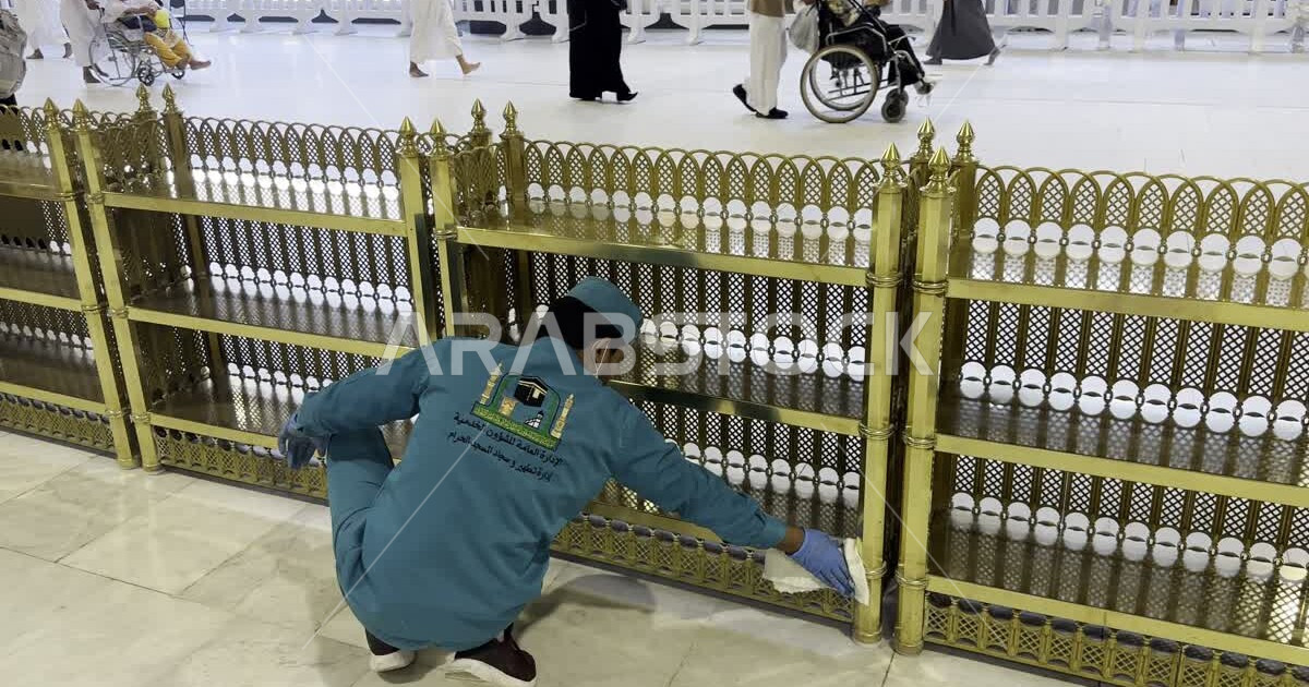 Attention to sterilization and cleanliness in Mecca, a close-up of a ...