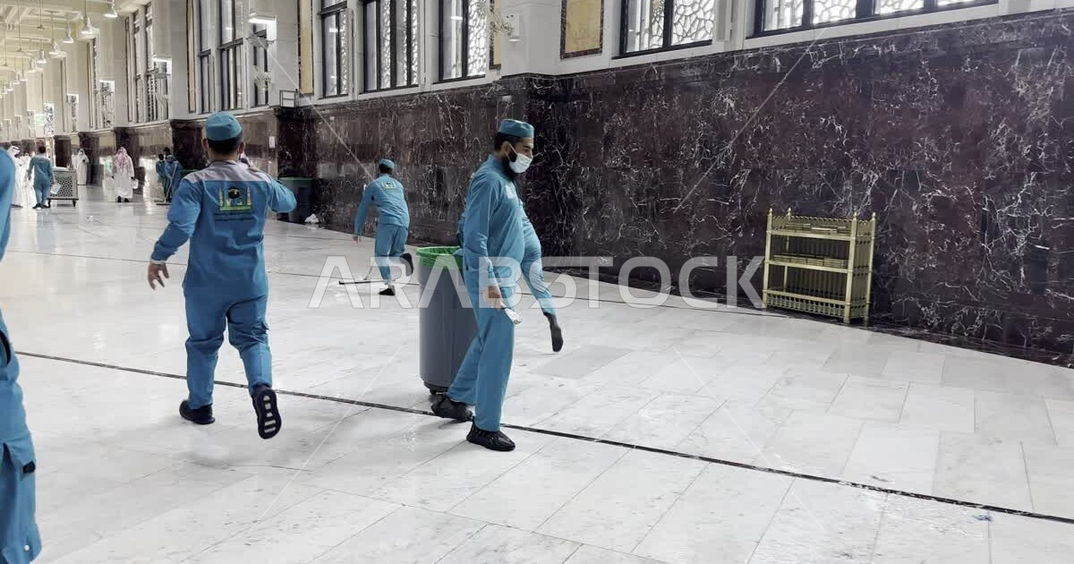 Places of worship and getting closer to God, crews of workers wearing ...