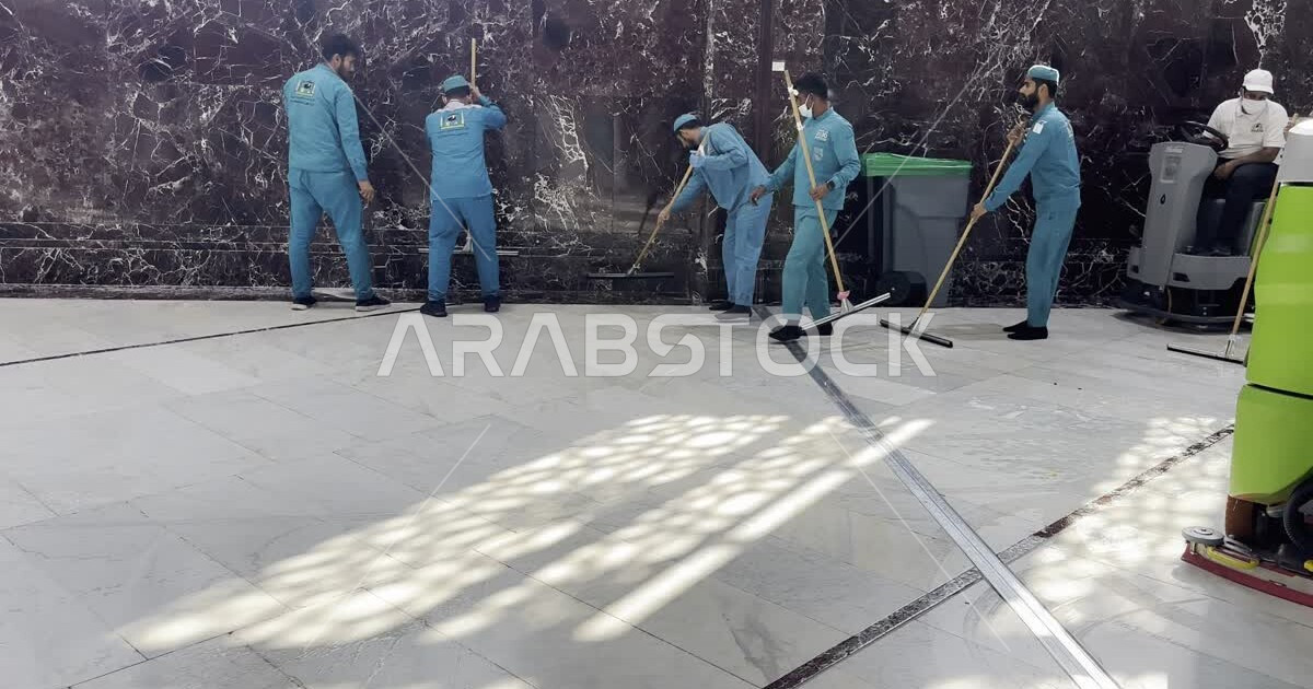 Places of worship and getting closer to God, crews of workers wearing ...
