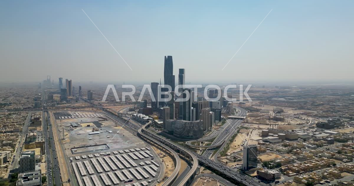 Urban growth and development of skyscrapers and buildings, drone ...