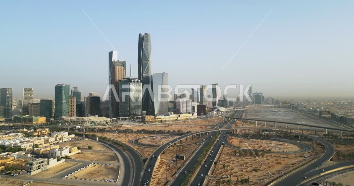 Drone photography of car traffic in the streets of Riyadh, arts and ...