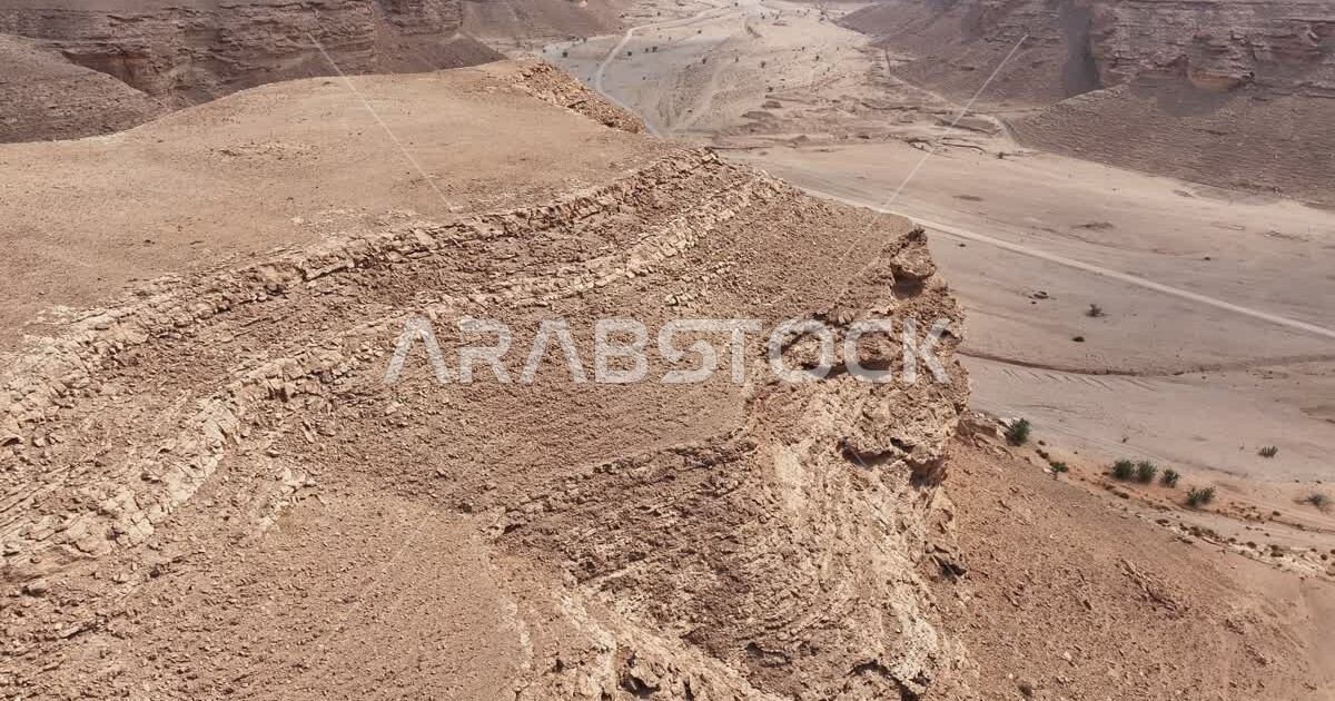 Limestone rock formations and formations, a dirt road for cars in ...