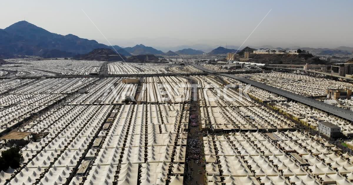 Performing religious duties, worship and getting closer to God, aerial ...