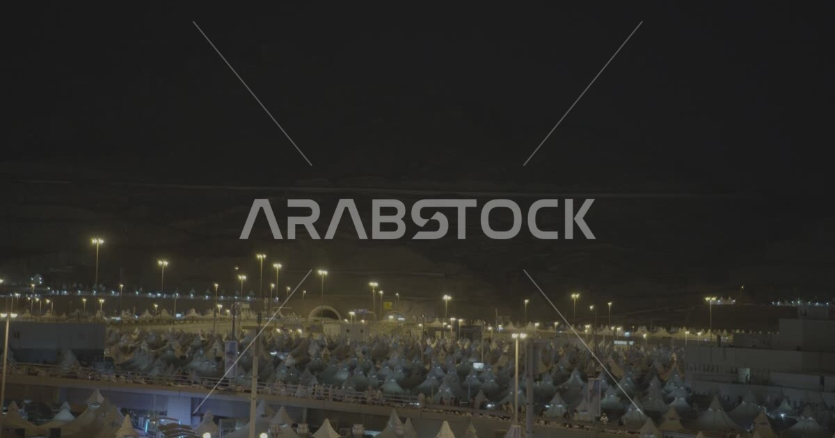 Performing Hajj rituals in Mina in Mecca, sacred Islamic religious ...