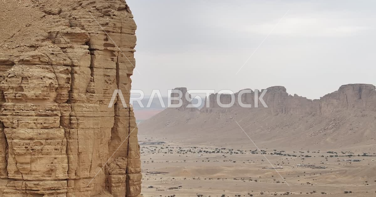 The Tuwaiq mountain range in Najd, the desert nature and mountainous ...