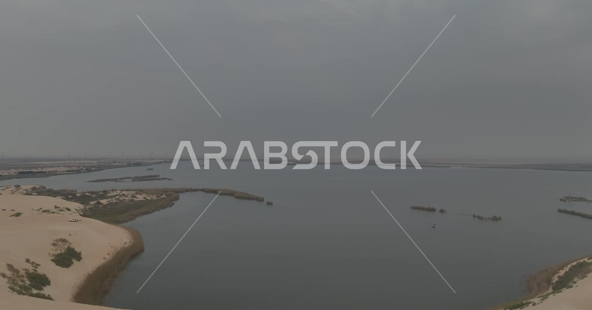 Natural tourist places, aerial drone photography of the Yellow Lake in ...