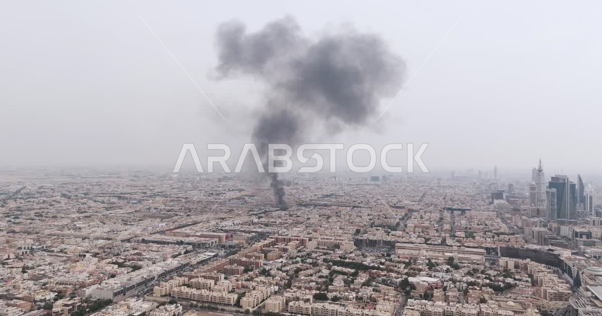 Population congestion in the capital, drone photography from above of ...