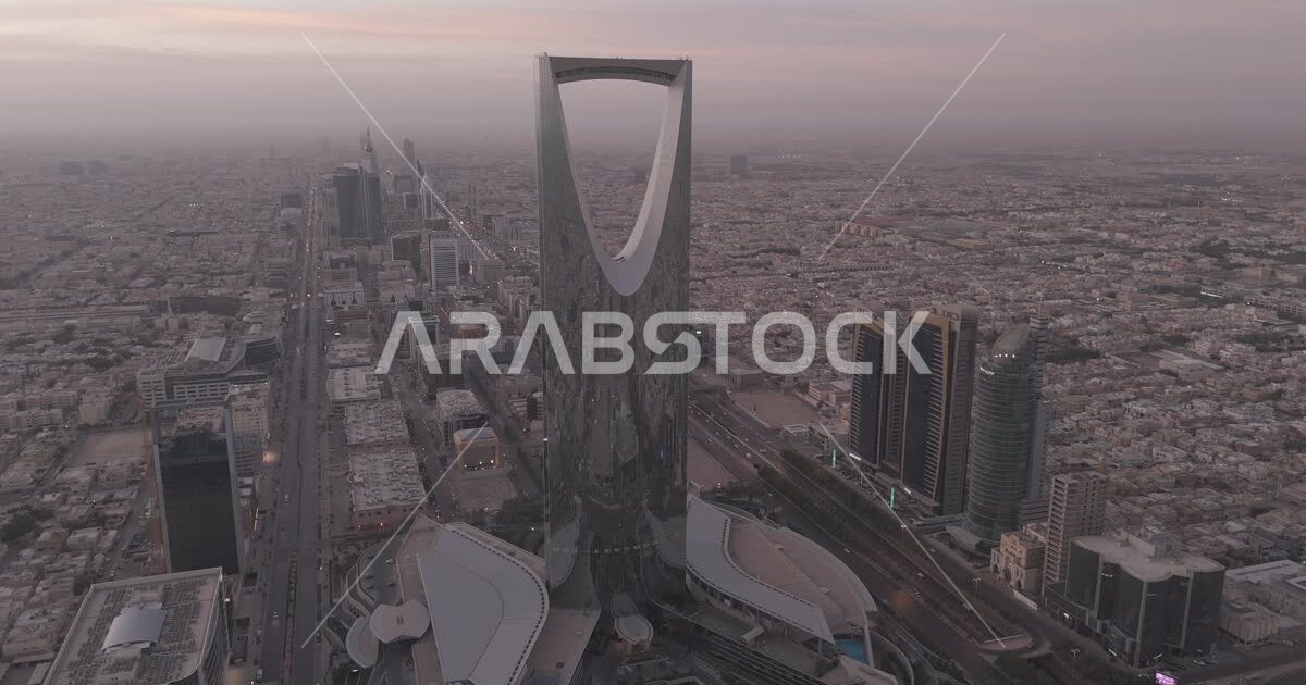 The skyline of the city of Riyadh at sunset, progress and urban ...