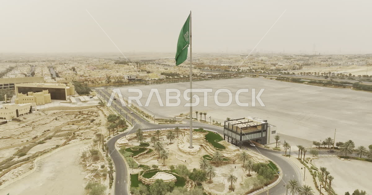 The largest flagpole in King Salman Square in the Diriyah region ...