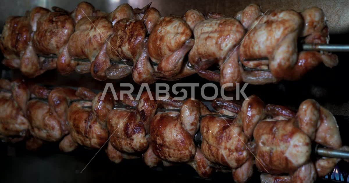 Grilled chicken on the grill, Saudi Arabian Gulf cuisine, fried chicken ...