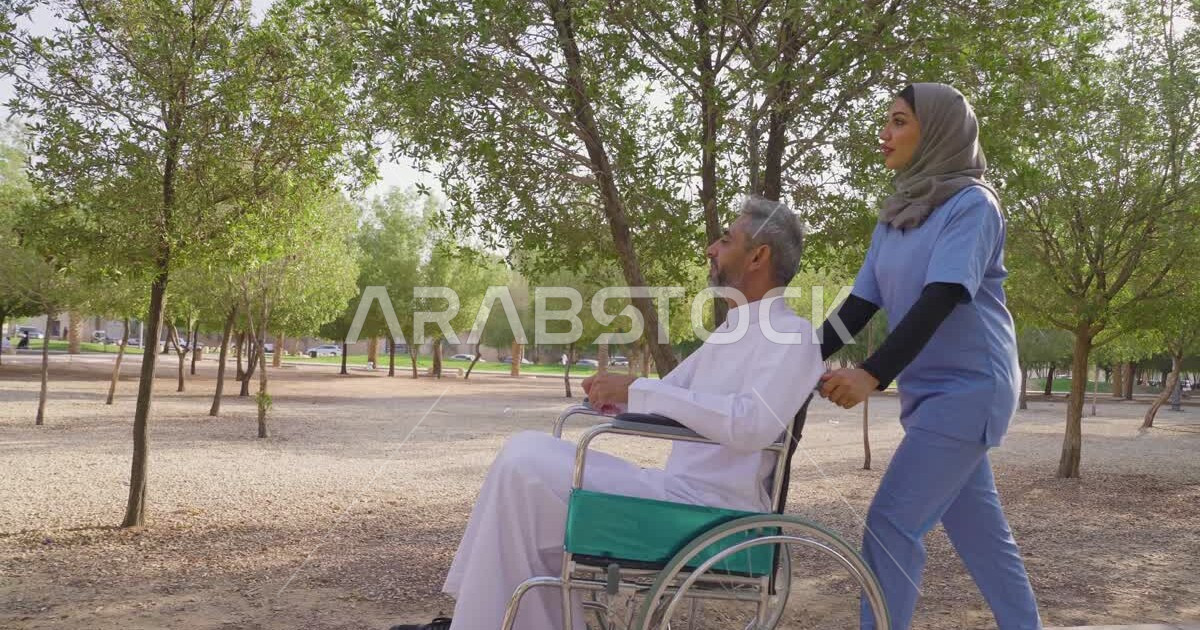 Hiking in the open air, people with disabilities feeling appreciated and belonging, an elderly ...