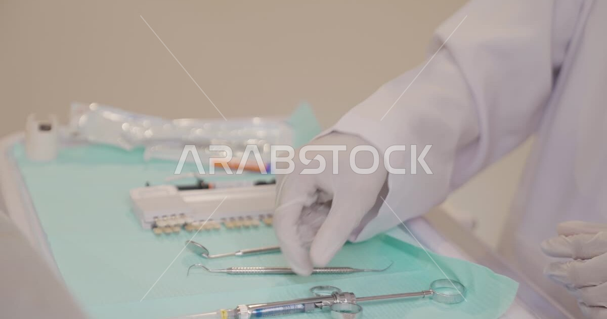 Local anesthesia injection to relieve pain, a close-up of a Saudi ...