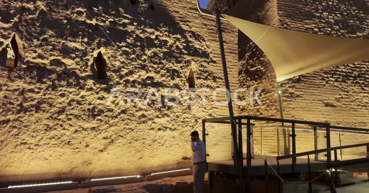 The mud-brick walls of Diriyah at Al-Bujairi View in Al-Turaif District ...
