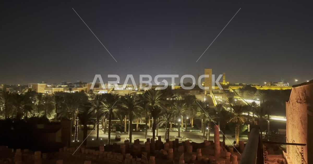 The mud brick walls of Diriyah at Al-Bujairi View in Al-Turaif District ...