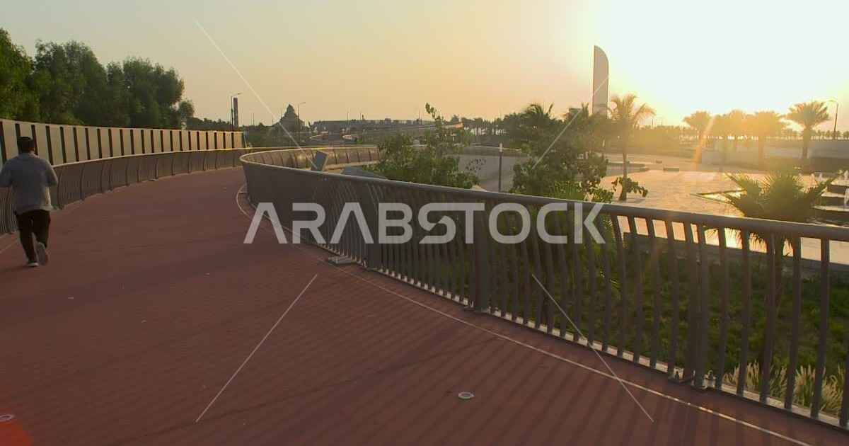 Famous roads and tourist attractions in the Jeddah Corniche overlooking ...